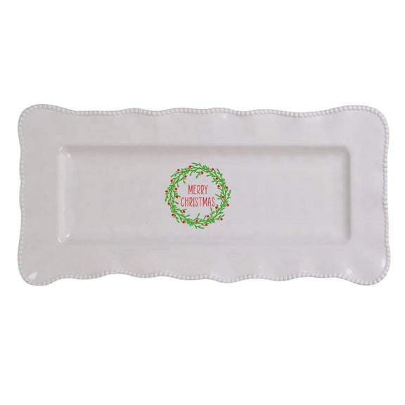 Perlette Cream Melamine Rectangular Platter 19 in X 9 in